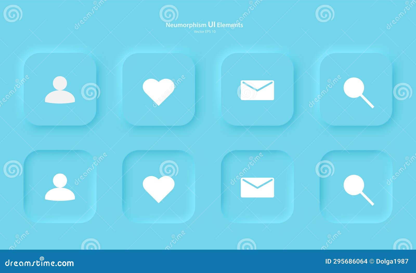 Set of Buttons for Designing User Interface in Blue. Elements, Icons ...
