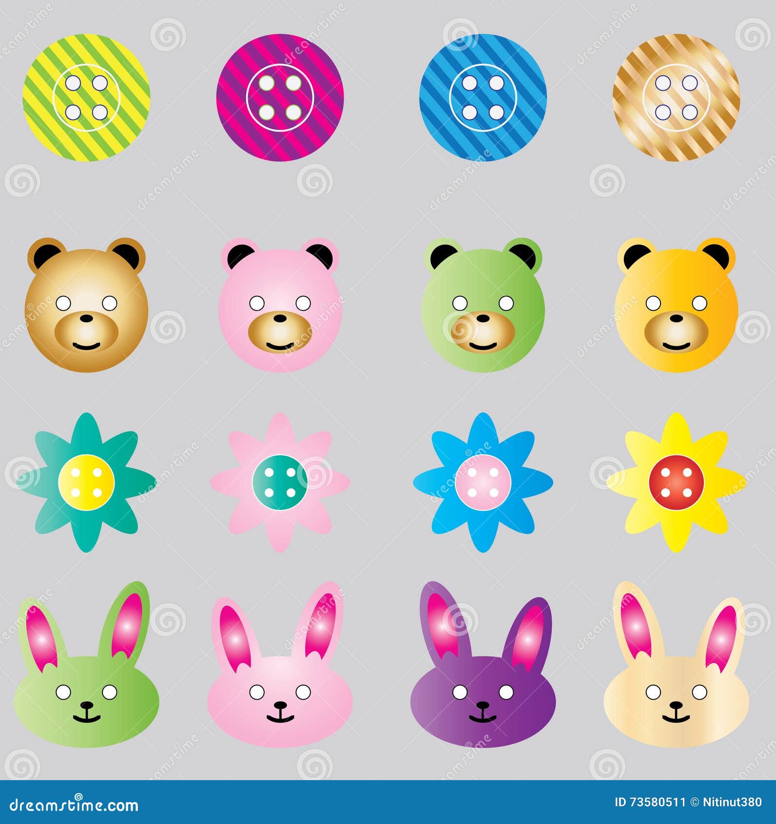 Set of buttons designs stock vector. Illustration of flower - 73580511