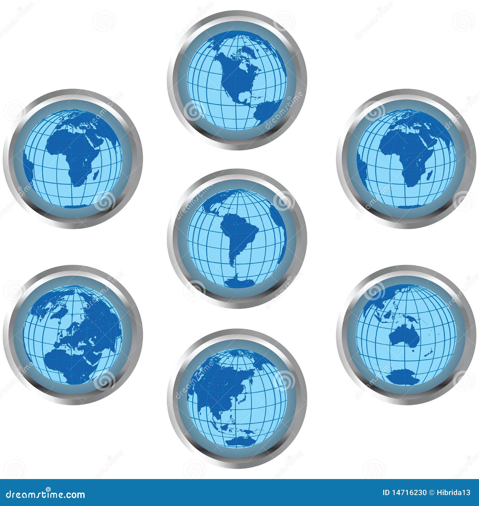 Set of Buttons with Earth Globes Stock Illustration - Illustration of ...