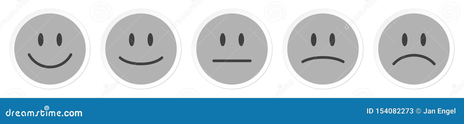 Buttons Five Faces Mood Gray with White Frame Stock Vector ...