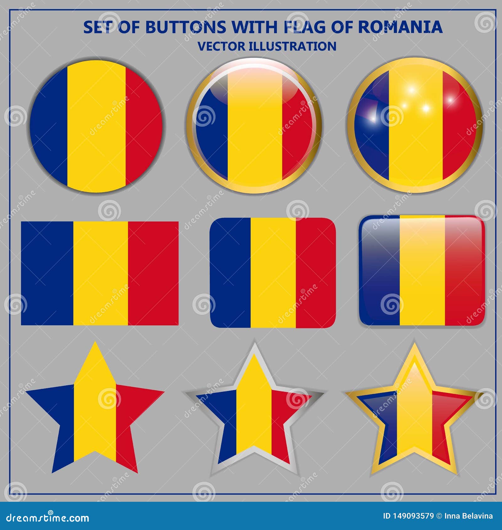 Set with Buttons with Flag of Romania. Illustration. Stock Vector ...