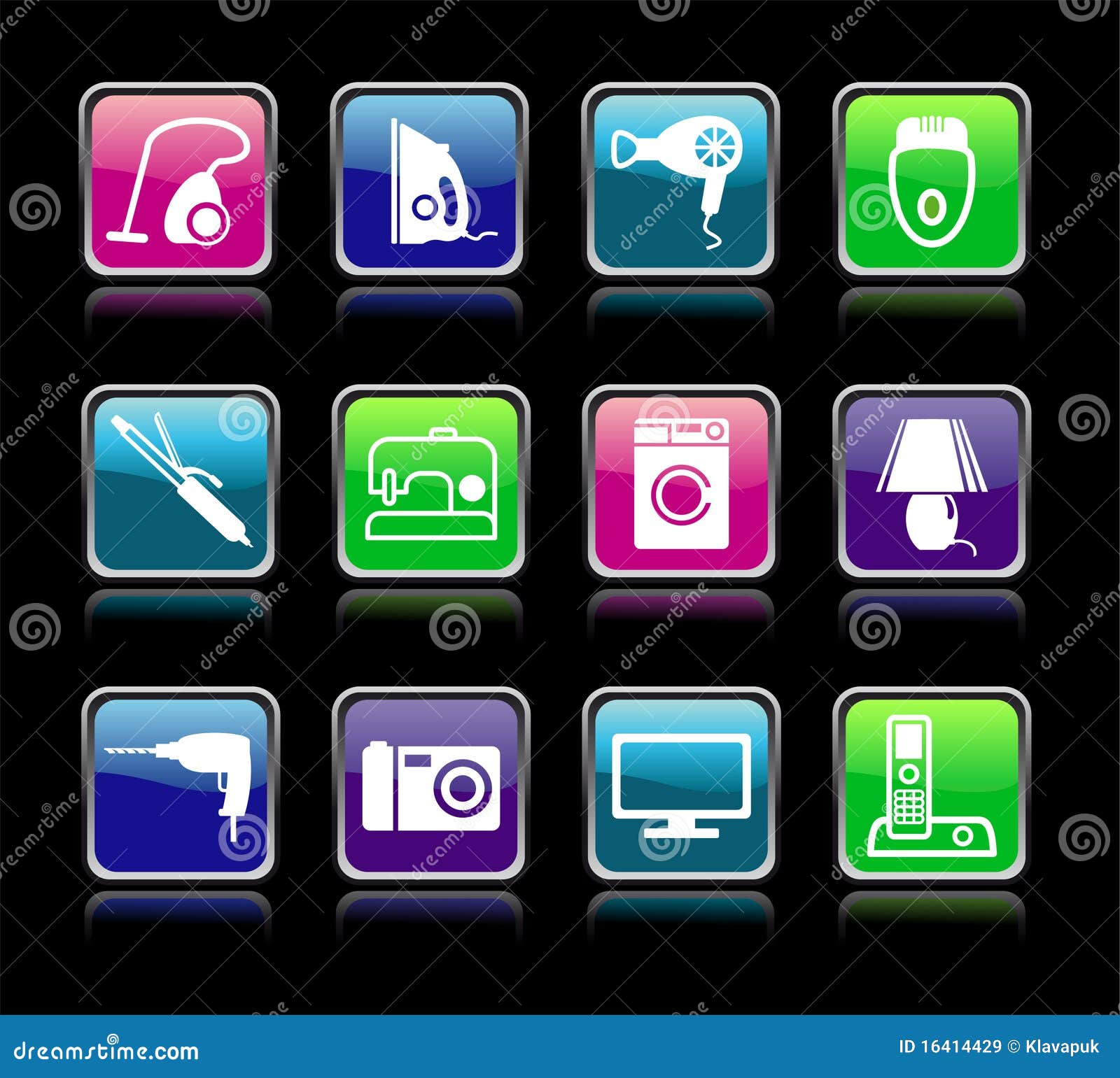 Set Buttons of Home Appliances Stock Vector - Illustration of ...