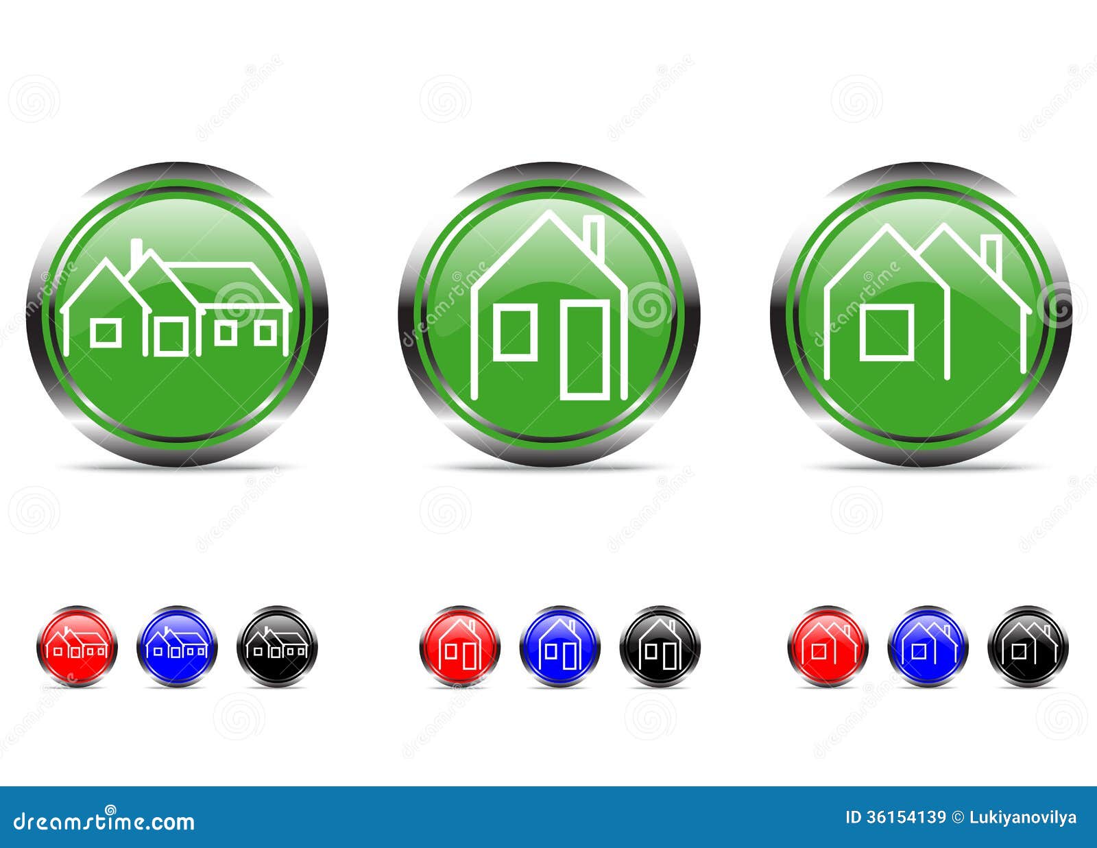 Set of buttons with house stock vector. Illustration of ...