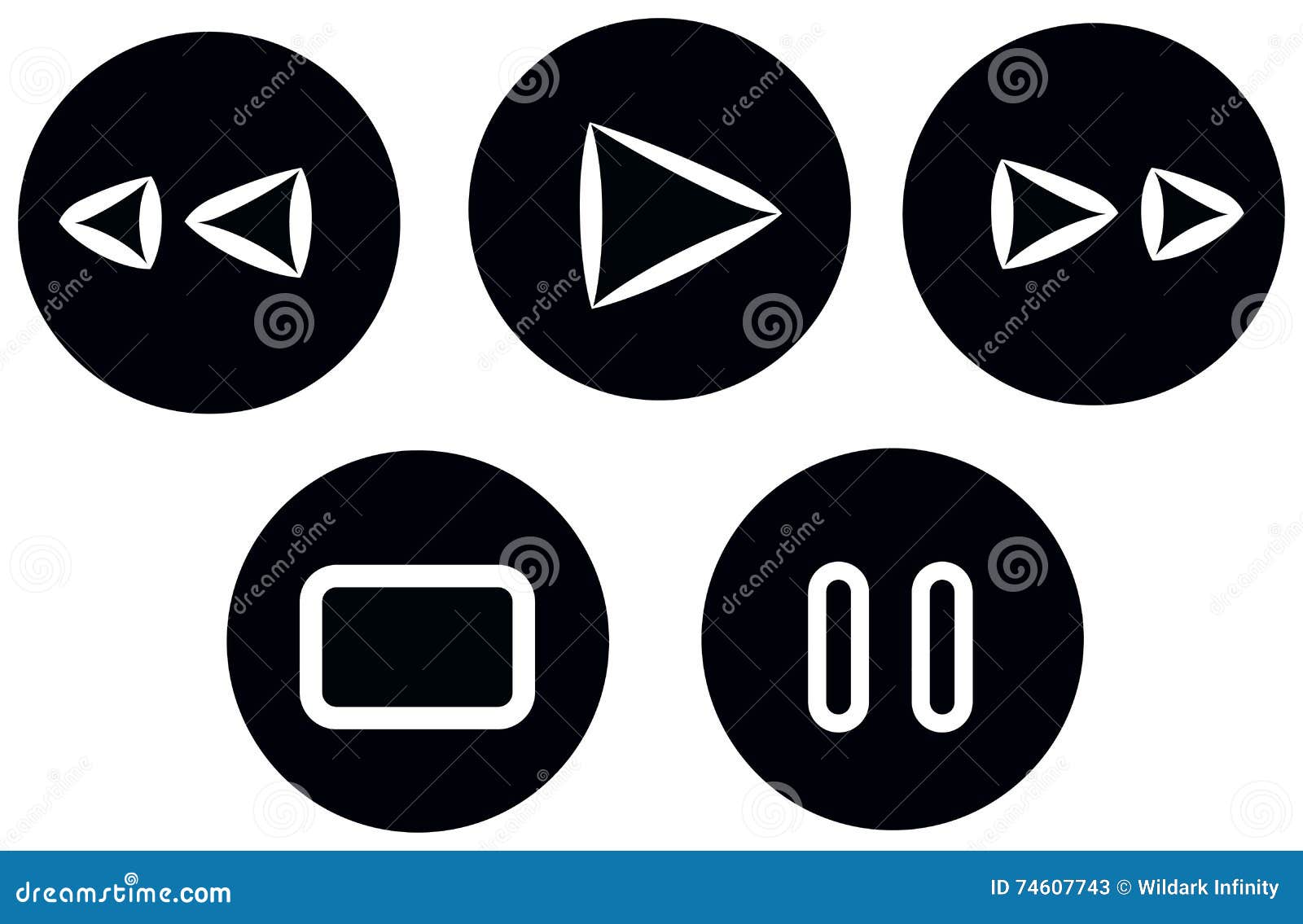Buttons Media Noir Stock Illustrations – 10 Buttons Media Noir Stock ...