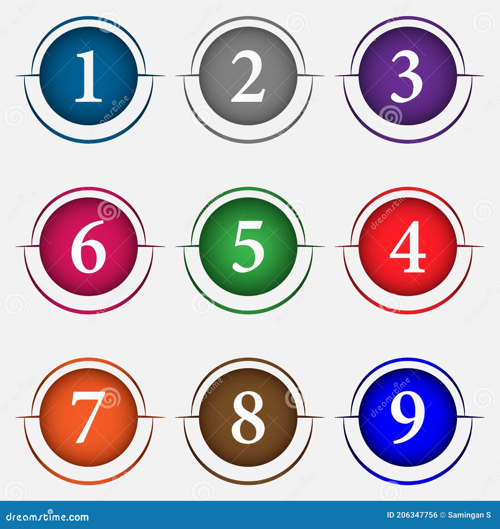 Set of Buttons with Numbers Stock Vector - Illustration of colourful ...
