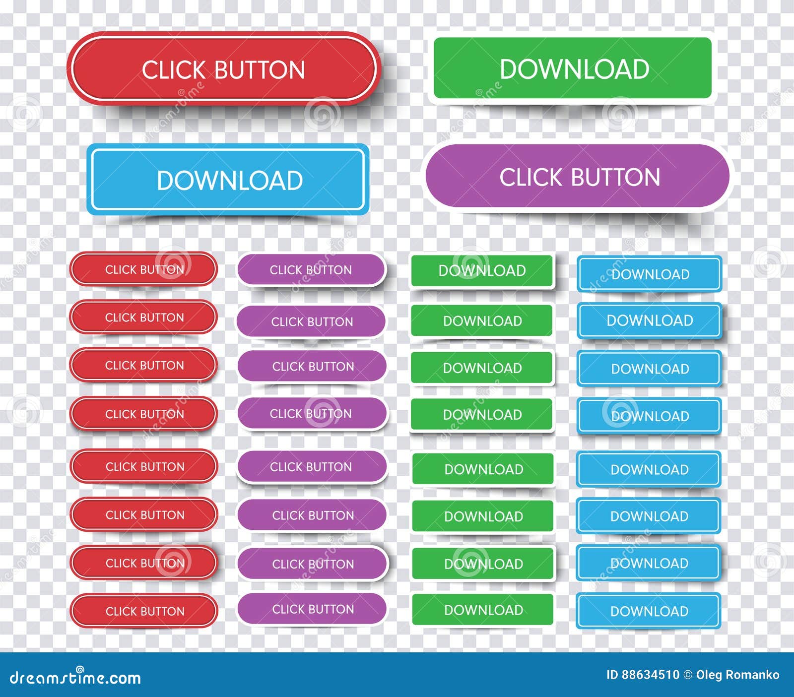 Set of Buttons are Rectangular and with Rounded Corners Stock Vector ...