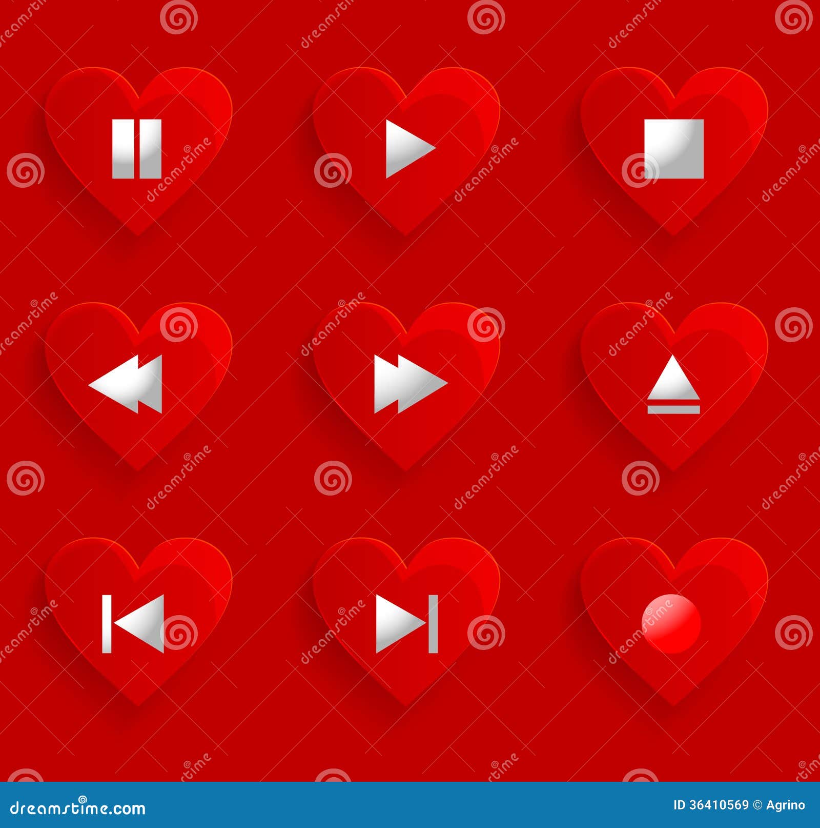Set of Buttons for Romantic Media Player Stock Vector - Illustration of ...