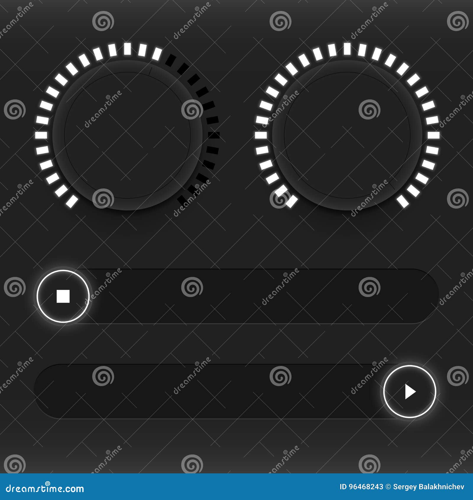 Control User Interface. A Set Of Buttons, Sensors And Sliders In Retro ...