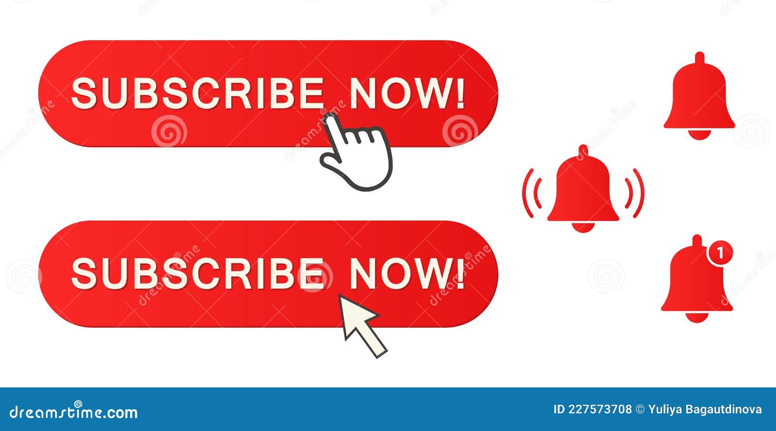 A Set of Buttons-Subscribe Now-finger-arrow-bells Stock Vector ...