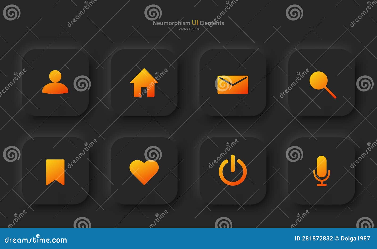 Set of Buttons for User Interface Design in Black with Yellow Elements ...