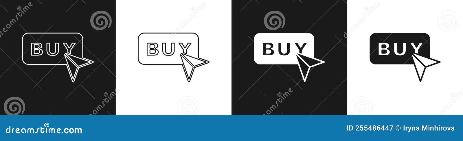Set Buy Button Icon Isolated on Black and White Background. Vector ...