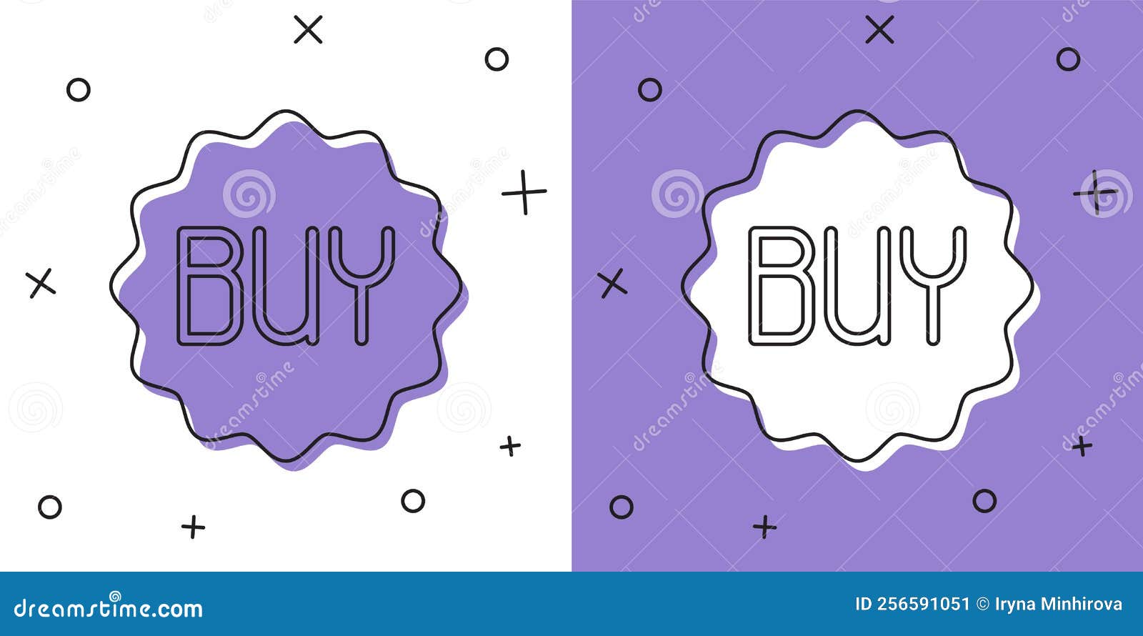 Set Buy Button Icon Isolated on White and Purple Background. Vector ...