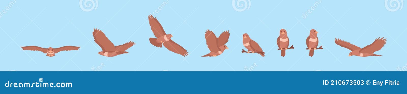 Set of Buzzard Birds Cartoon Icon Design Template with Various Models ...