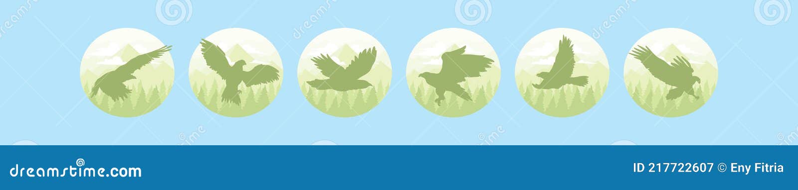 Set of Buzzard Birds Cartoon Icon Design Template with Various Models ...