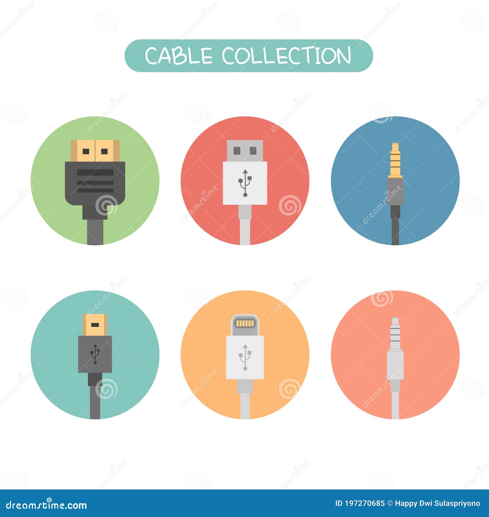 Set of Cable Collection Icon Stock Vector - Illustration of design ...