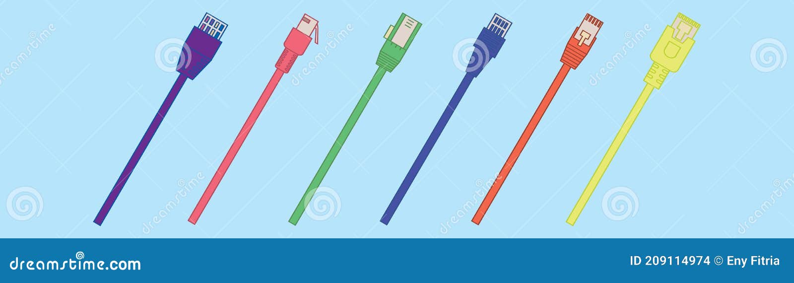 Set of Cable Rj45 Cartoon Icon Design Template with Various Models ...