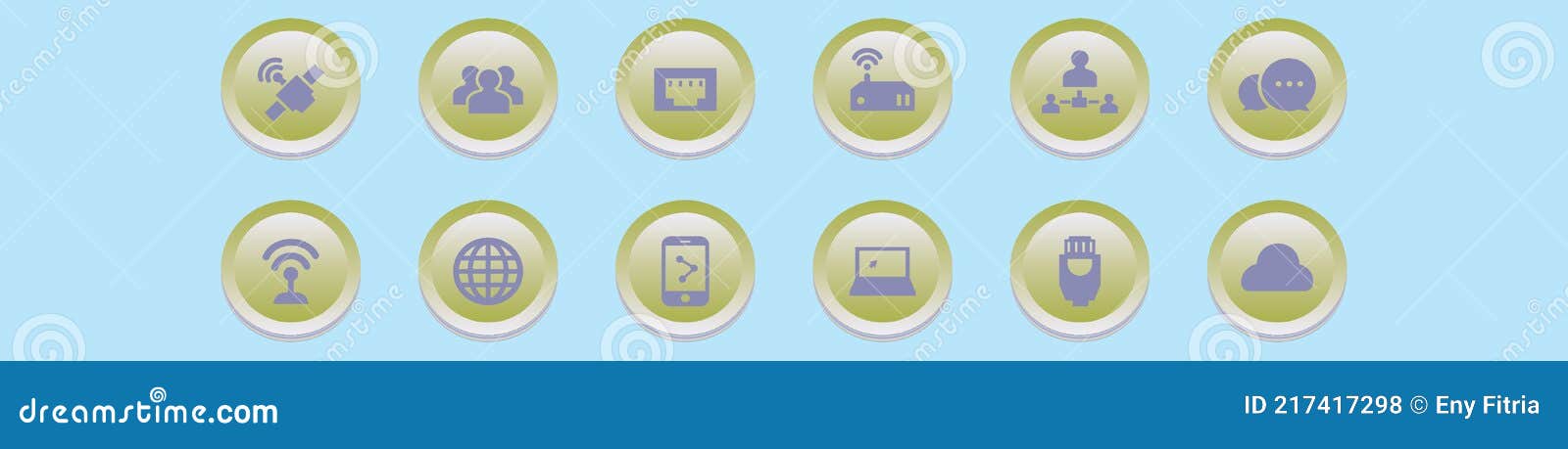 Set of Cable Rj45 Cartoon Icon Design Template with Various Models ...