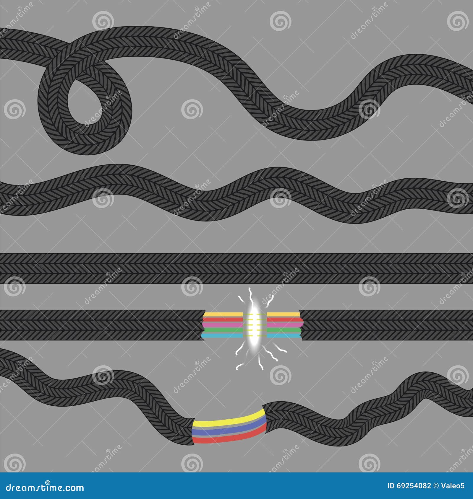 Set of Cables. Damaged Cable Stock Vector - Illustration of line ...