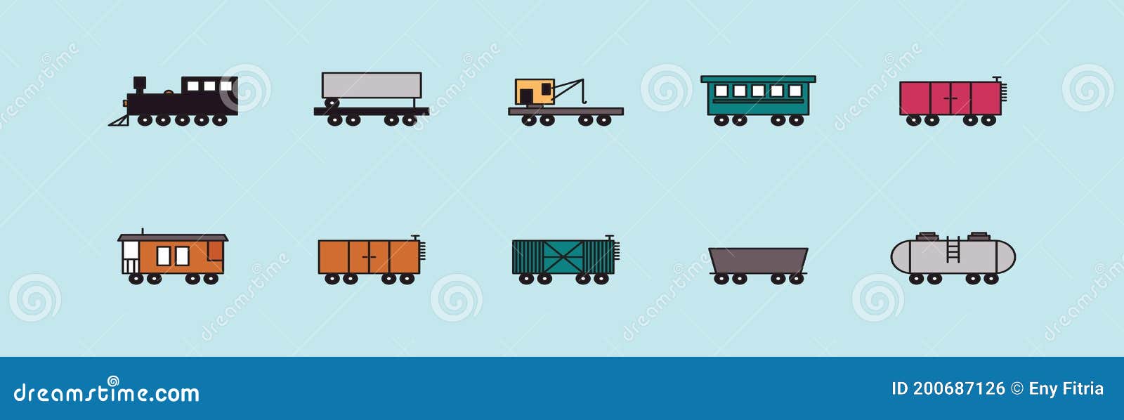 Caboose In Cartoon Style Stiker On White Background On Isolated ...