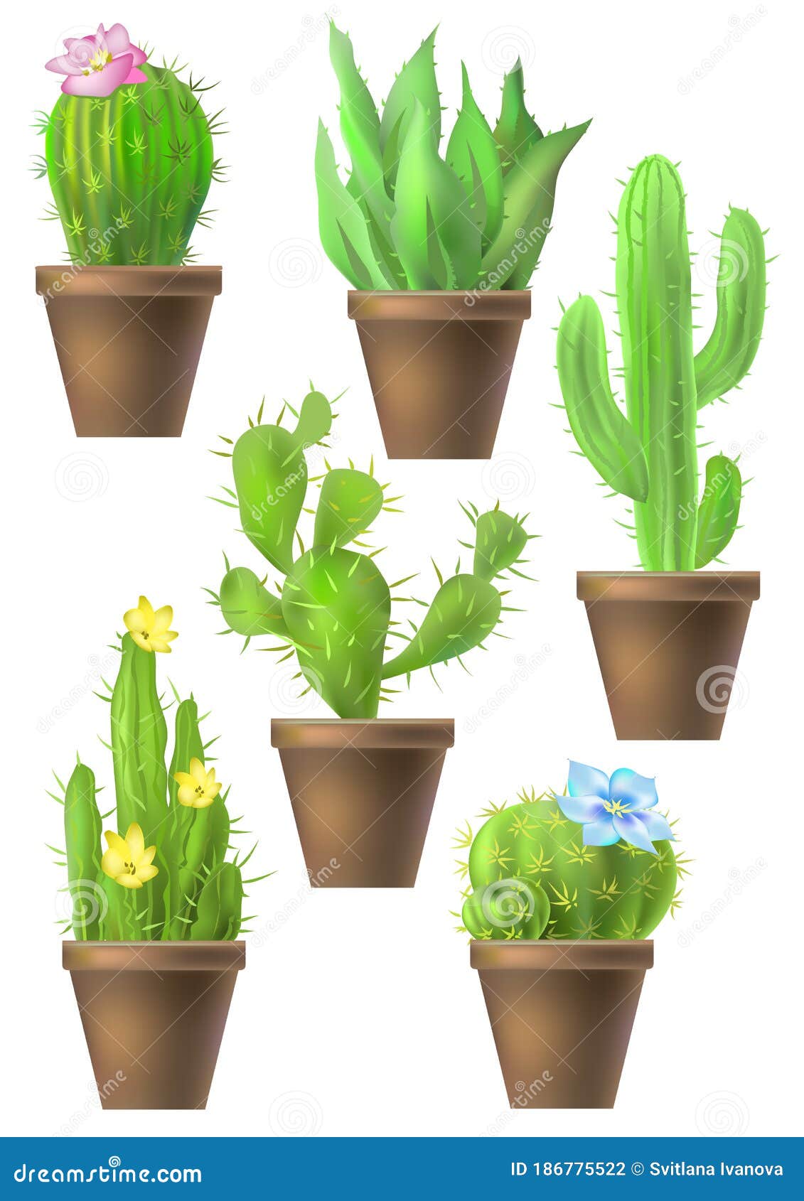 Set Of Cactus With Different Emojis. Funny And Sad Emoticons Cactus ...
