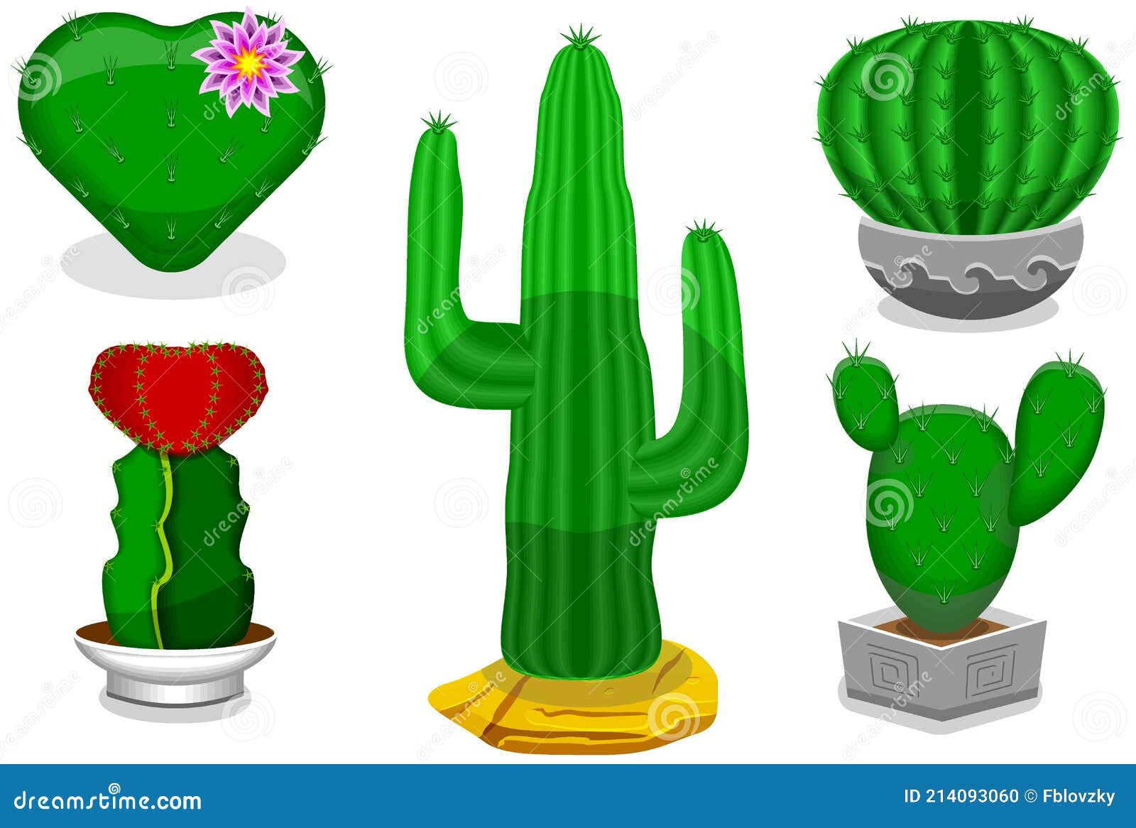 Set Of Cactus With Different Emojis. Funny And Sad Emoticons Cactus ...
