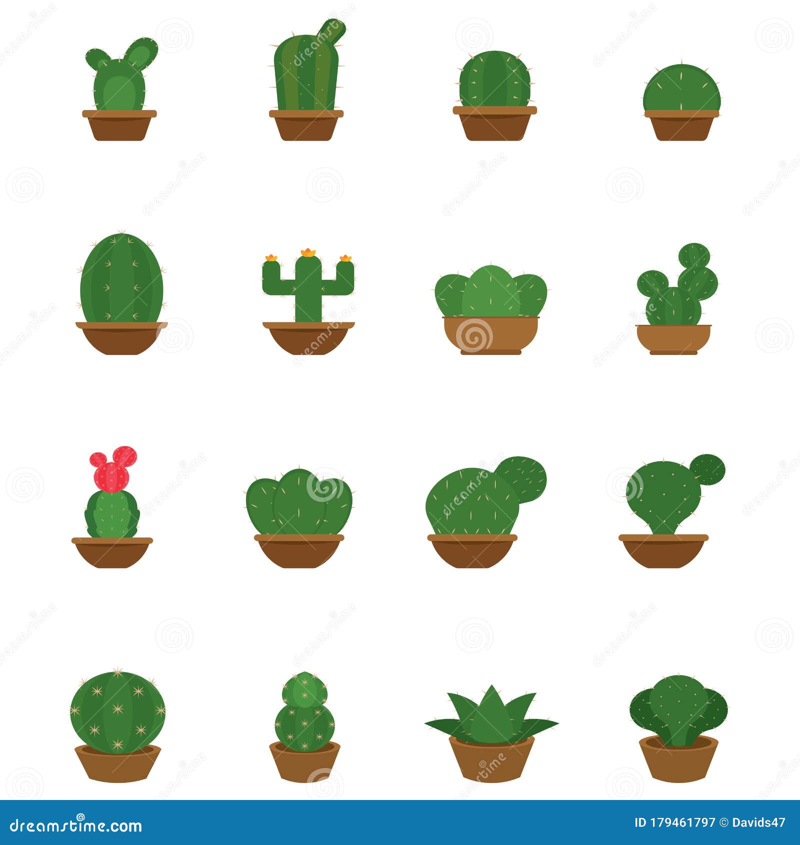 Set of cactus icons stock vector. Illustration of collection - 179461797