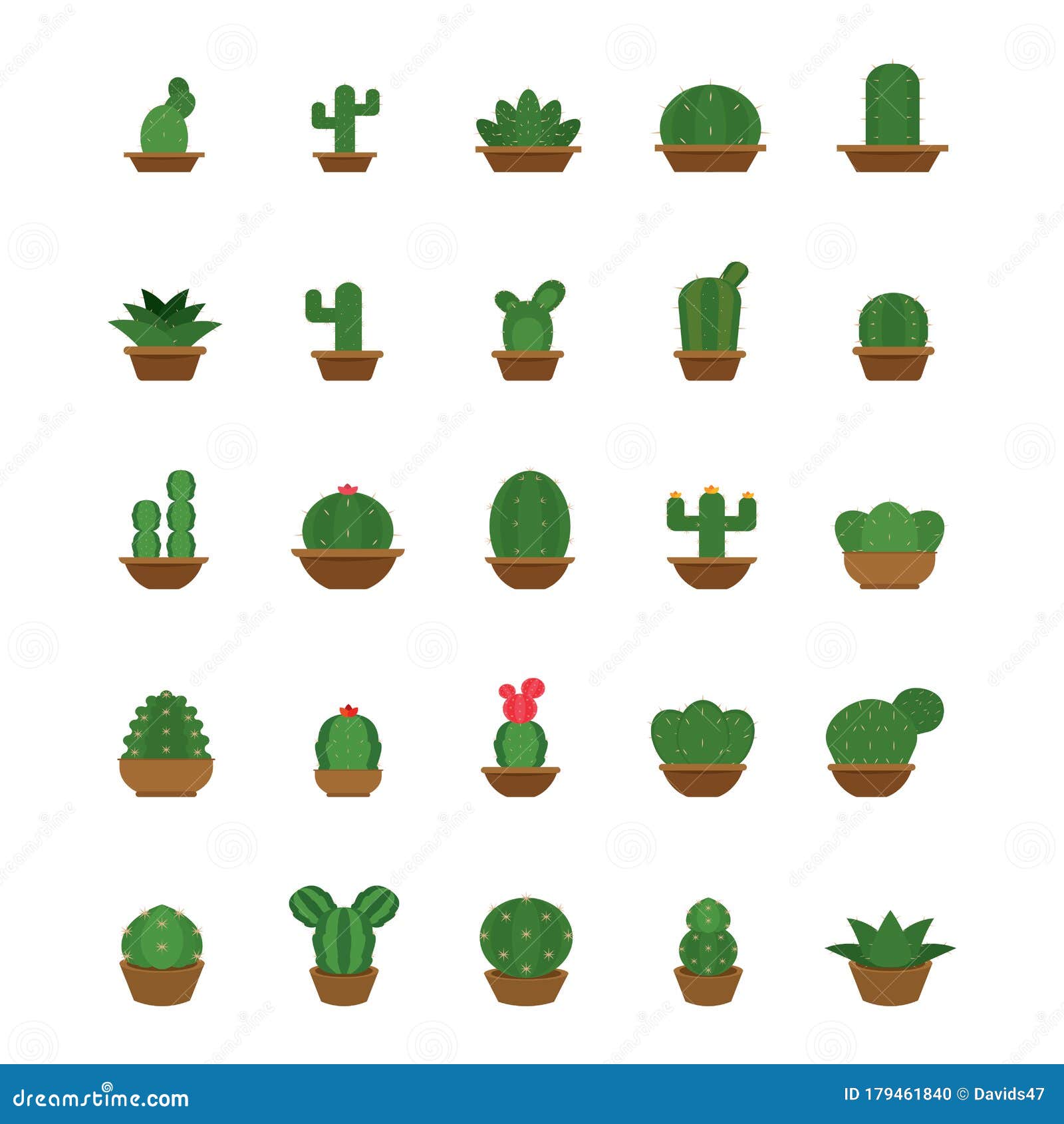 Set of cactus icons stock vector. Illustration of bloom - 179461840
