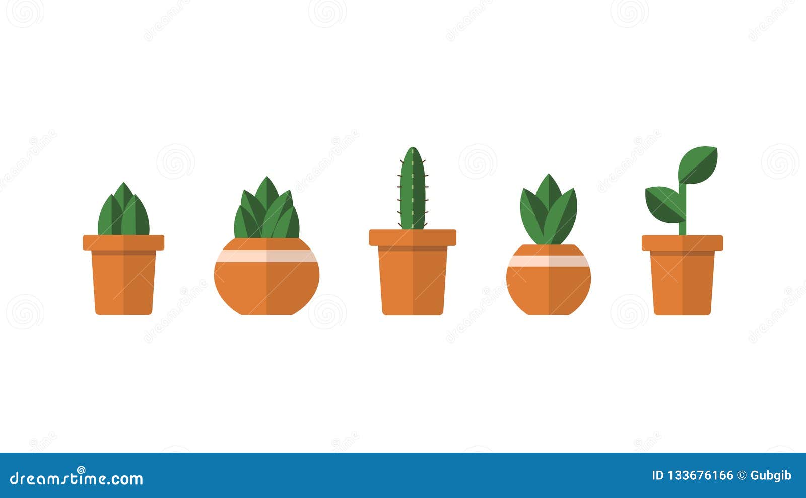 Set of Cactus Plants in Flat Design Stock Vector - Illustration of ...