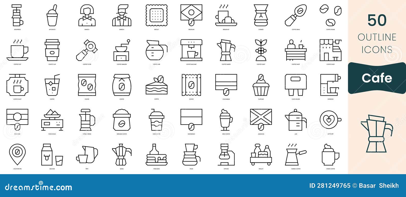 Set of Cafe Icons. Thin Linear Style Icons Pack Stock Vector ... Set of Cafe Icons. Thin Linear Style Icons Pack Stock Vector ...