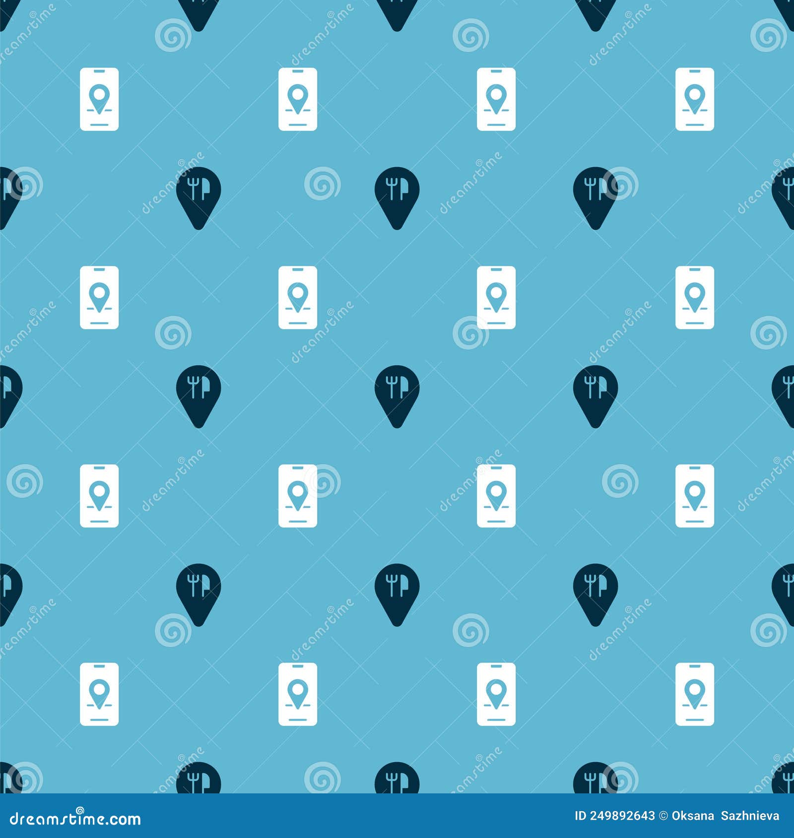 Set Cafe and Restaurant Location and City Map Navigation on Seamless ...