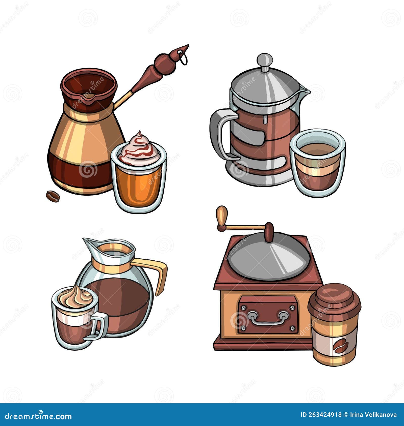 Set for Caffeine Menu, Coffee Symbols Illustration Stock Vector ...