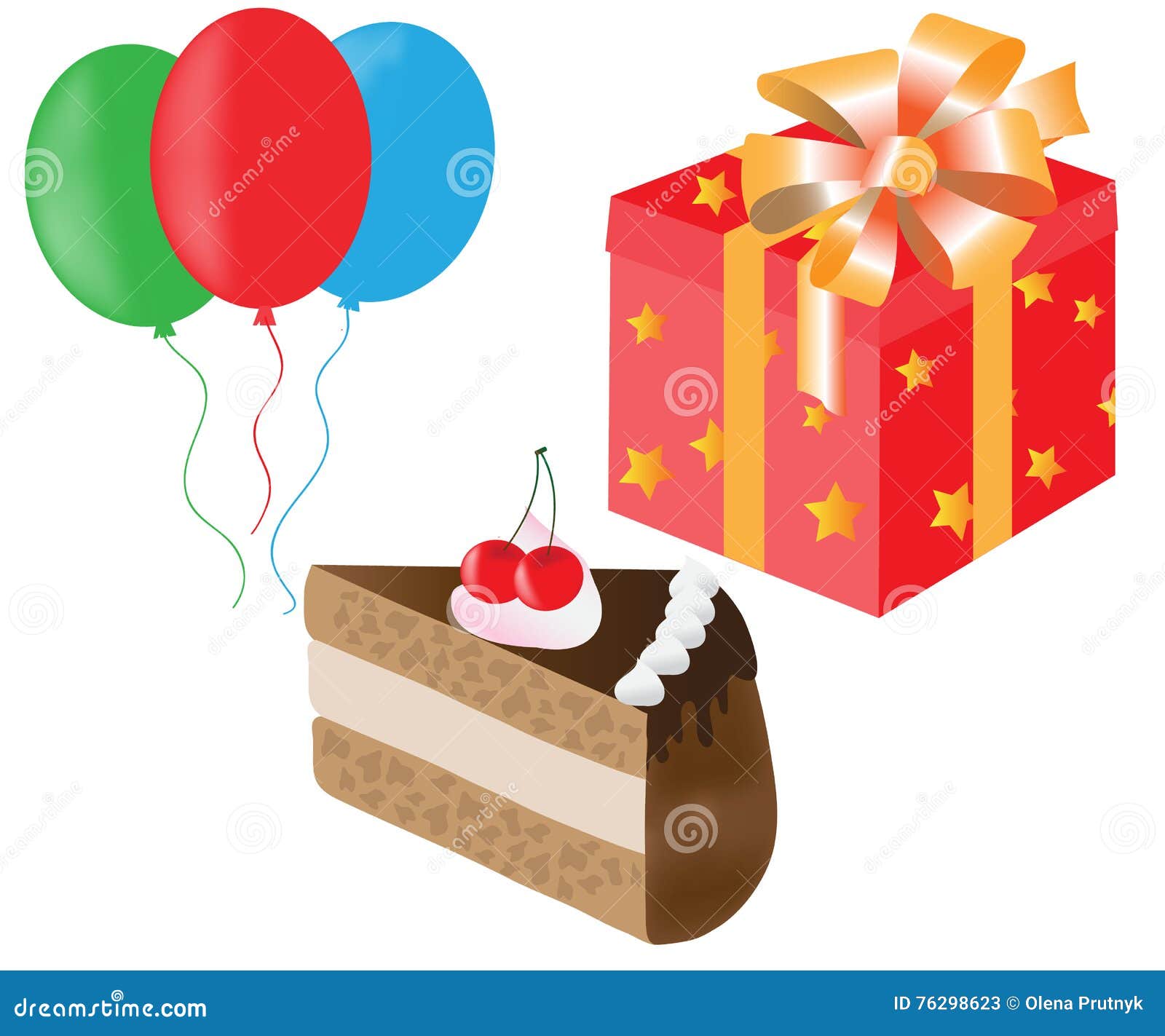 Set of Cake, Balloons, Gift Boxes for Birthday Stock Vector ...