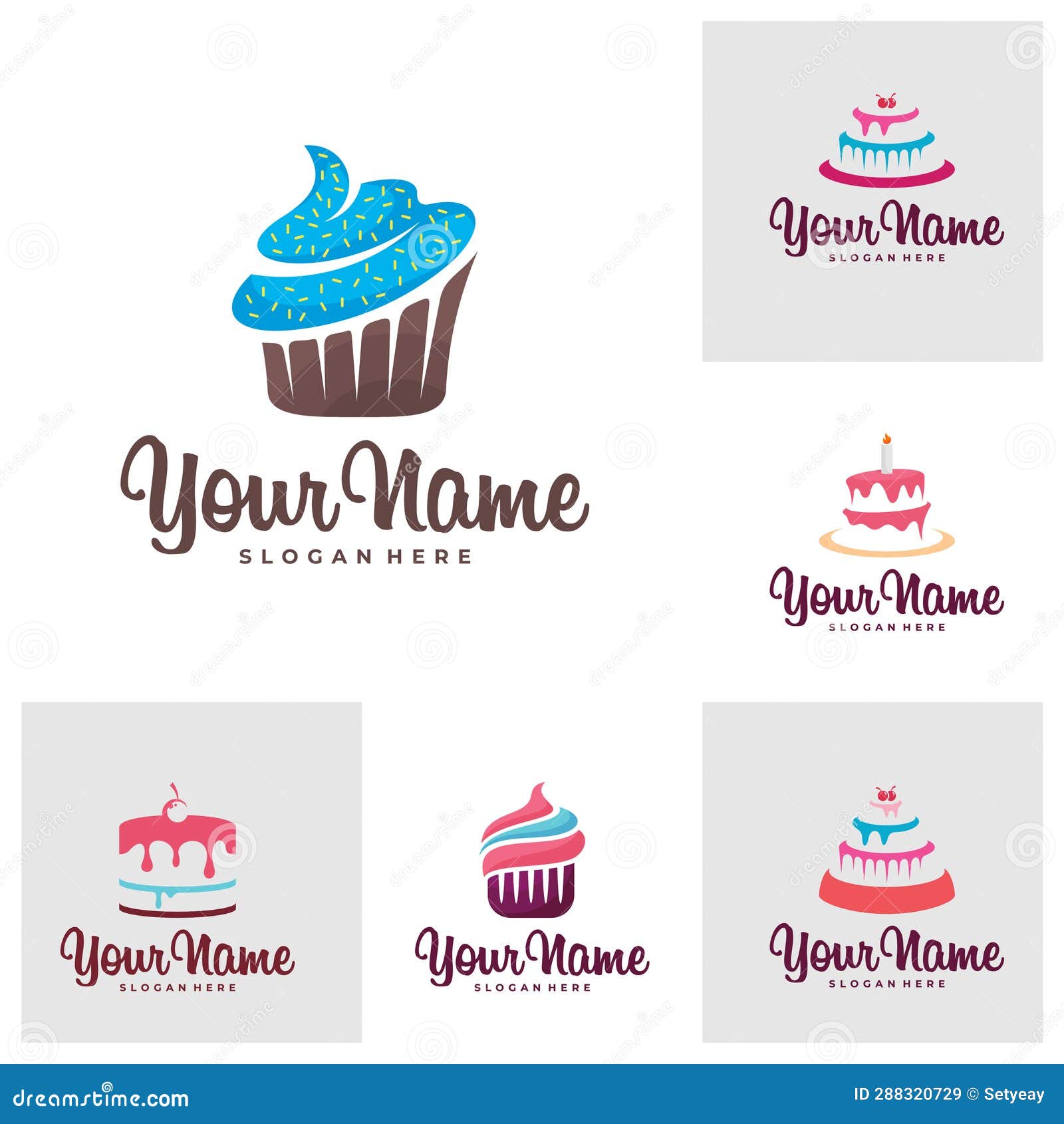 Set of Cake Logo Design Vector. Icon Symbol Stock Vector - Illustration ...