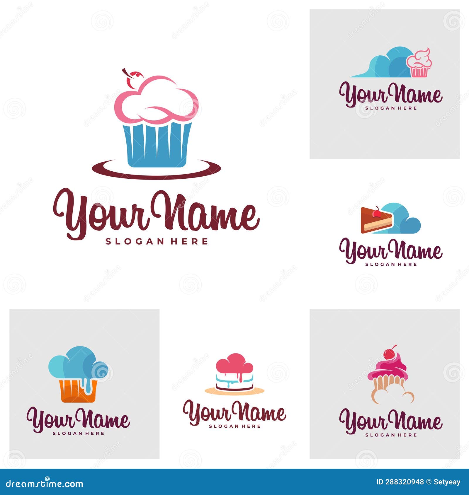 Set of Cake Logo Design Vector. Icon Symbol Stock Vector - Illustration ...