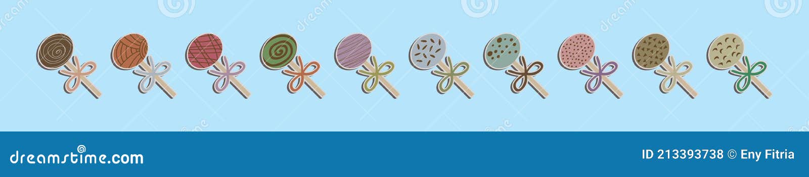 Set of Cake Pops Cartoon Icon Design Template with Various Models ...