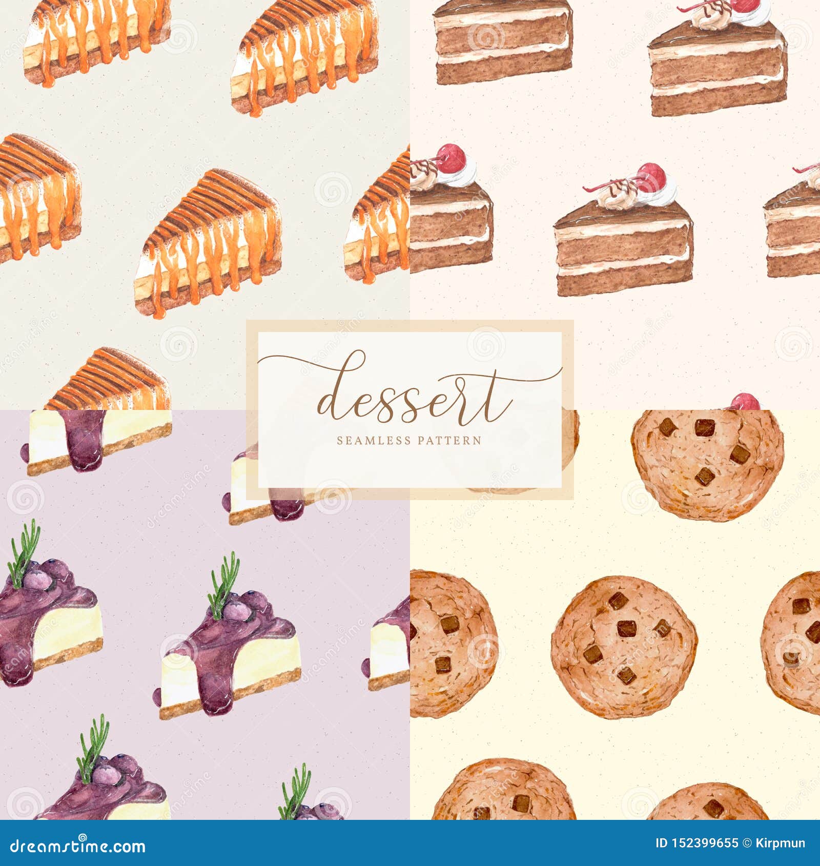 Set of Cake. Seamless Pattern Vector Stock Vector - Illustration of ...