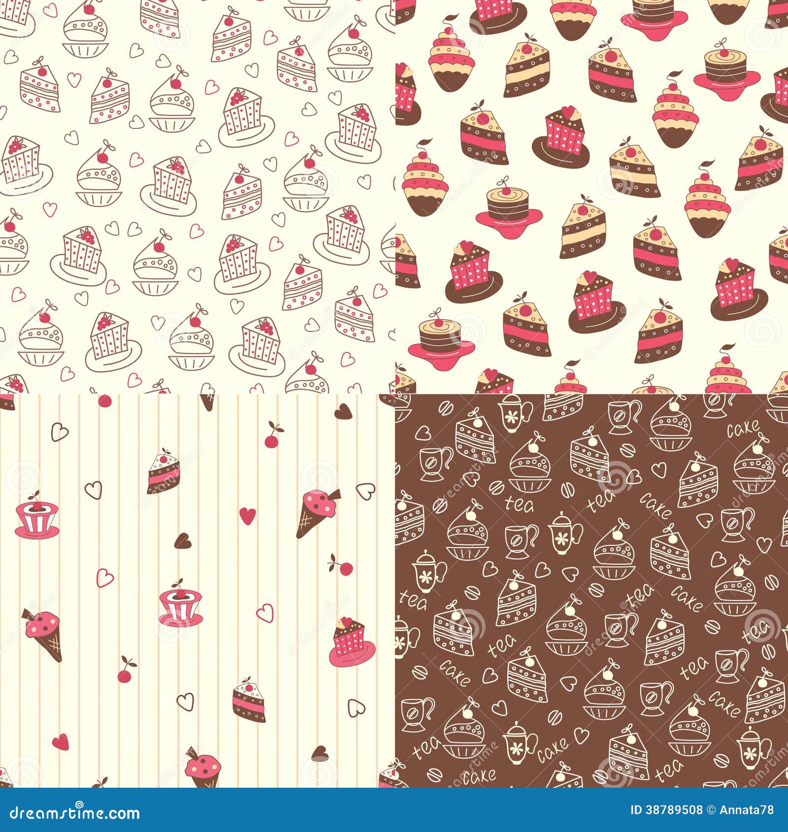 Set of Cake Seamless Patterns Stock Vector - Illustration of background ...