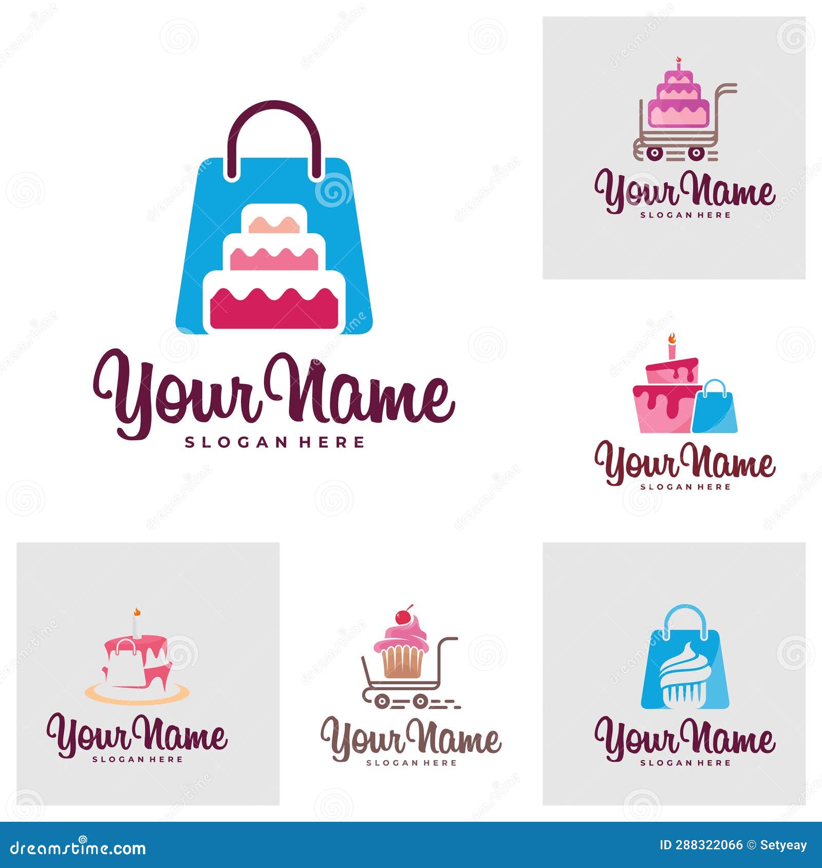 Set of Cake Shop Logo Design Vector. Icon Symbol Stock Vector ...
