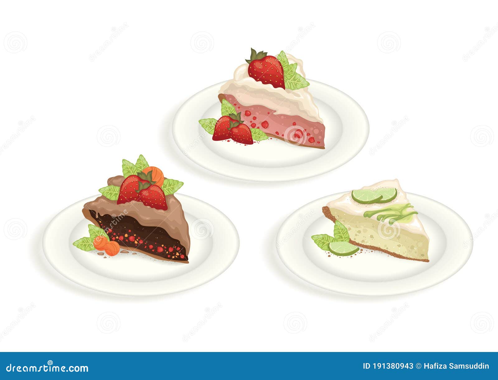 Set of Cake Slices. Vector Illustration Decorative Design Stock Vector ...