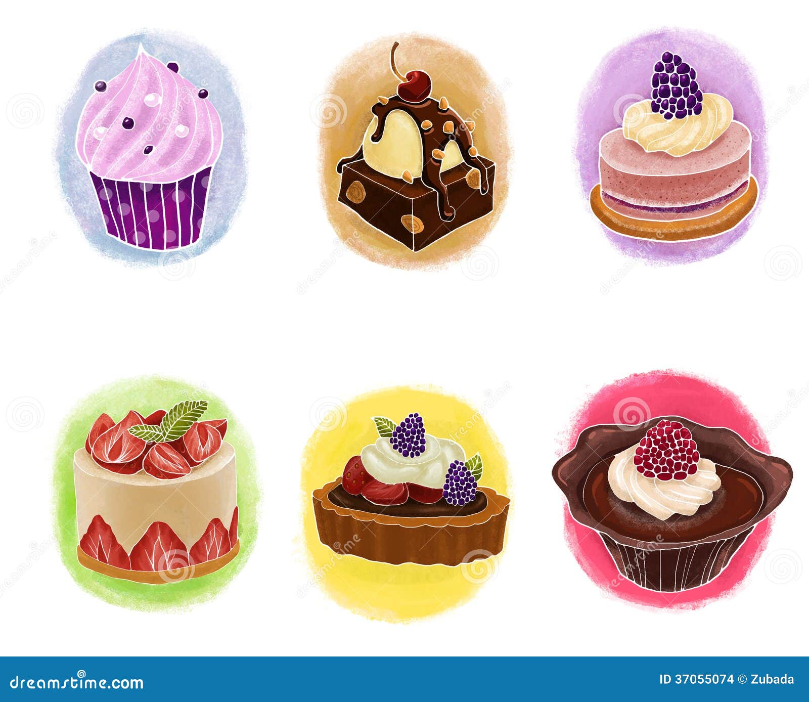 Set of cakes stock illustration. Illustration of isolated - 37055074