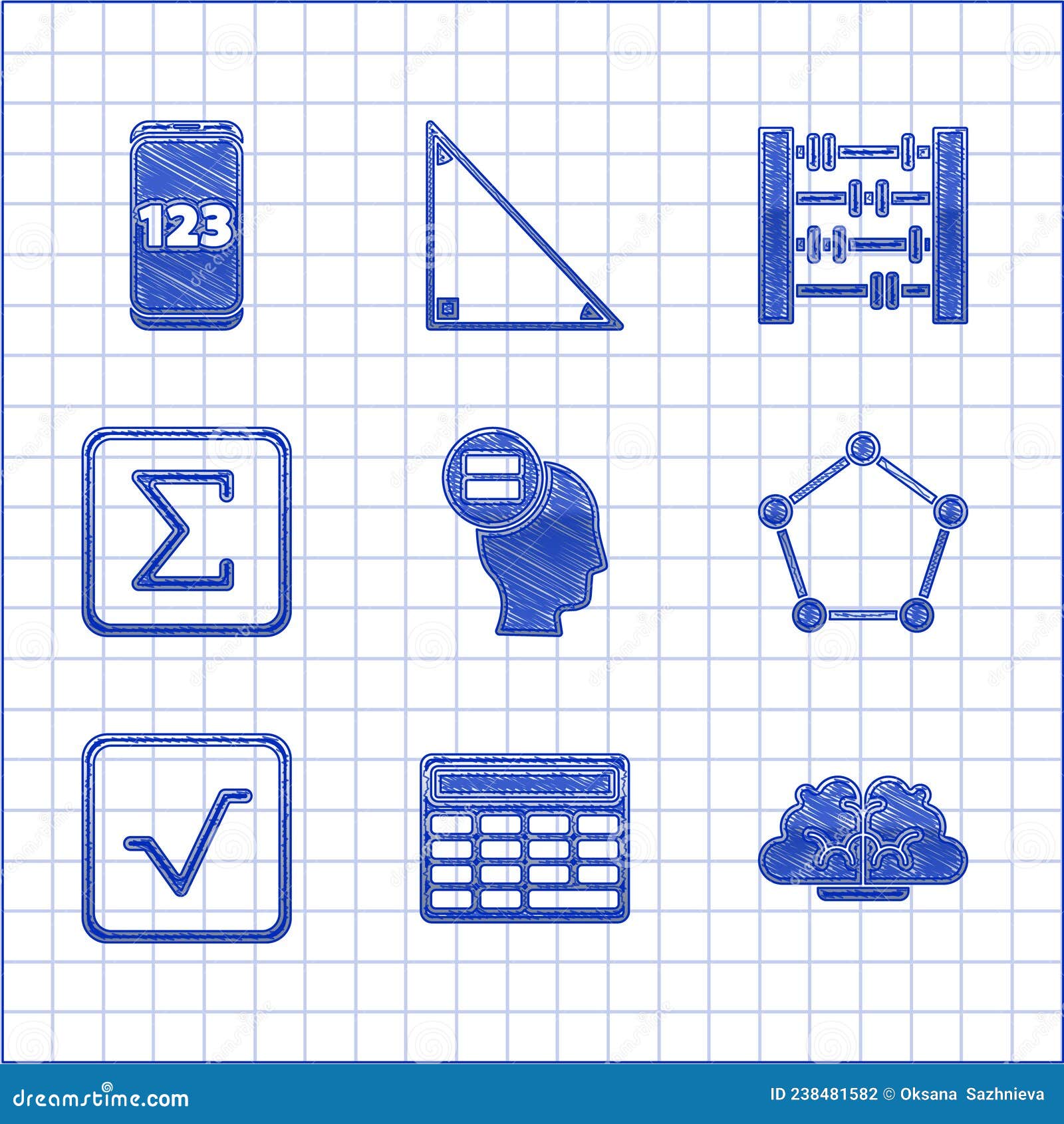 Set Calculation, Calculator, Human Brain, Geometric Figure Pentagonal ... Set Calculation, Calculator, Human Brain, Geometric Figure Pentagonal ...