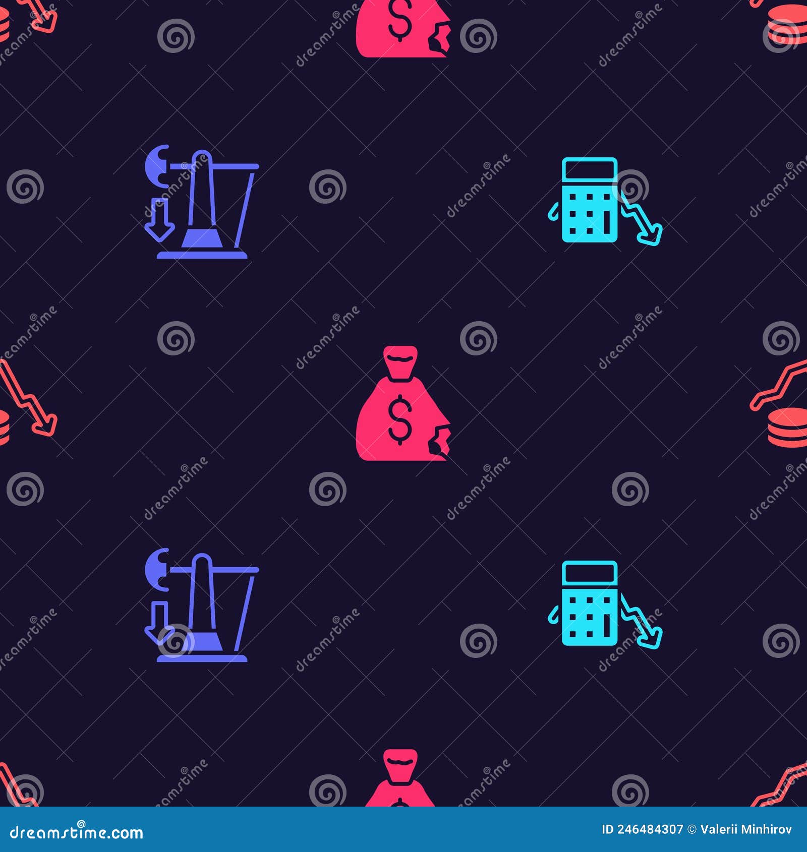 Set Calculation of Expenses, Drop in Crude Oil Price, Money Bag and Dollar Rate Decrease on ...