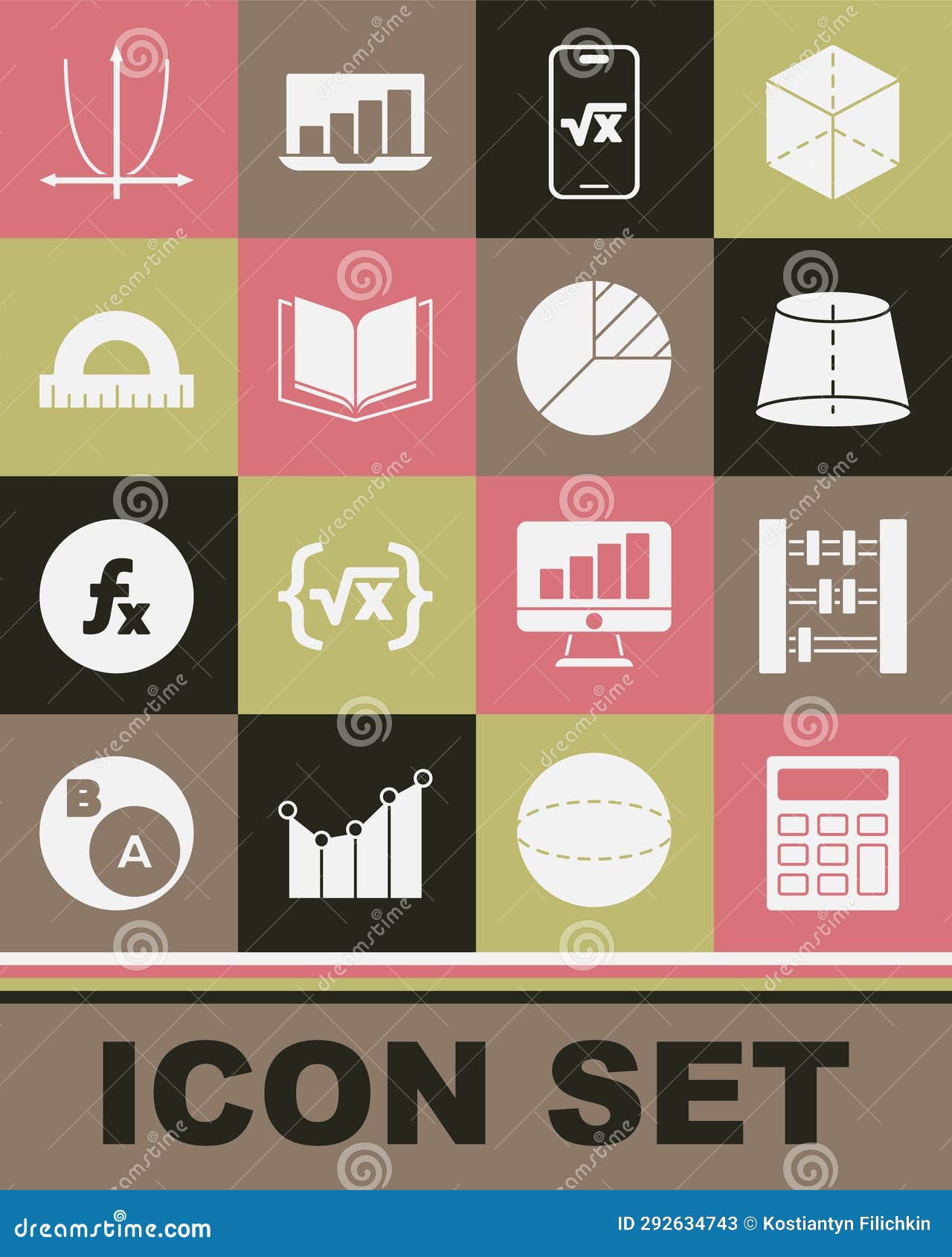 Set Abacus, Geometric Figure Cone, Square, Open Book, Graph, Schedule ...