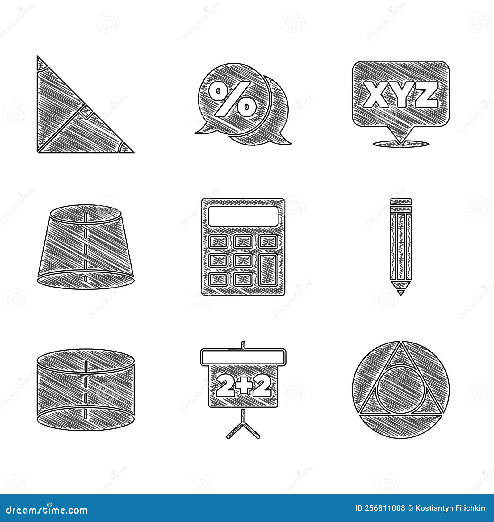 Set Calculator, Chalkboard, Triangle Math, Pencil, Geometric Figure ... Set Calculator, Chalkboard, Triangle Math, Pencil, Geometric Figure ...