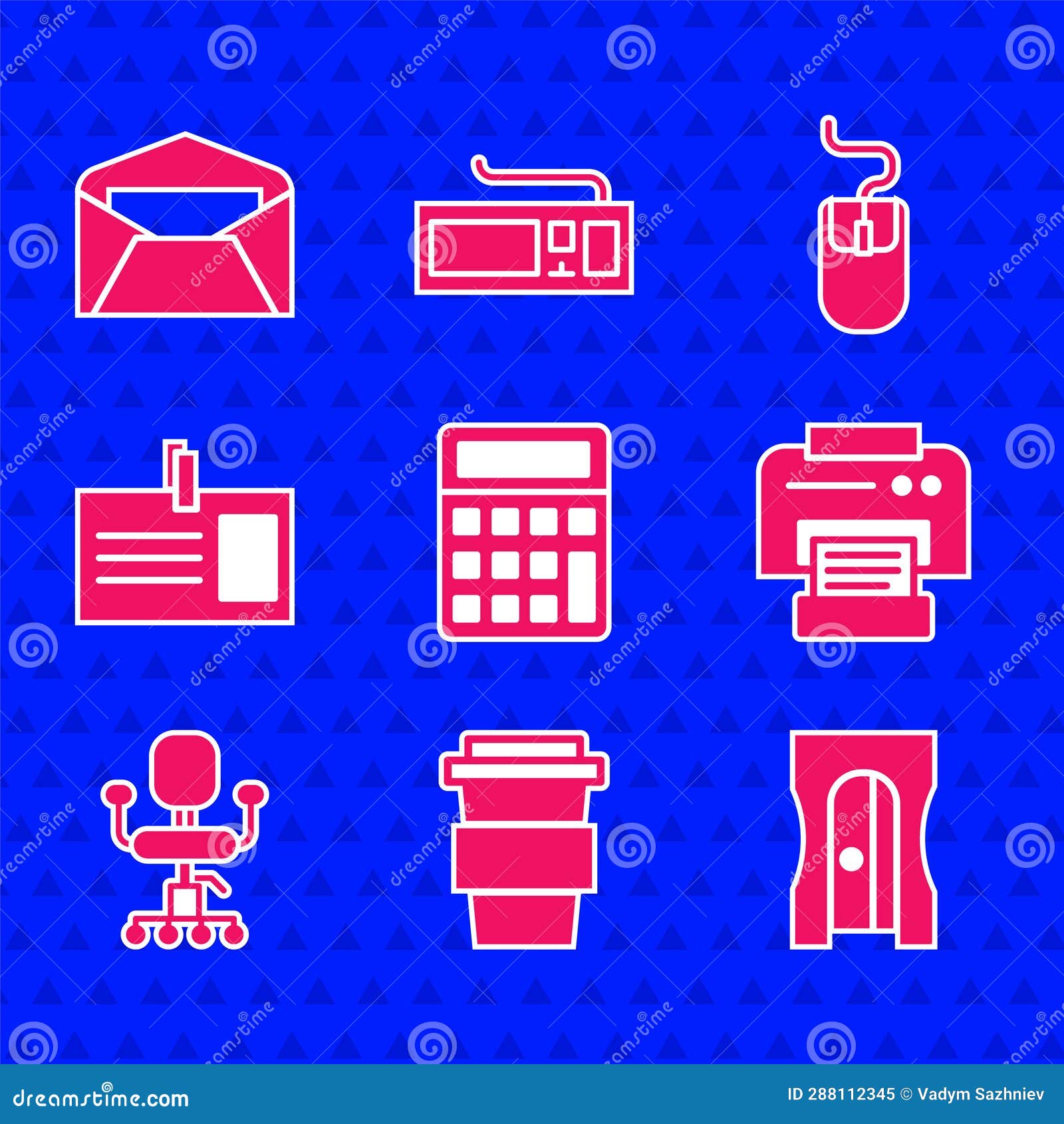 Set Calculator, Coffee Cup Go, Pencil Sharpener, Printer, Office Chair ...