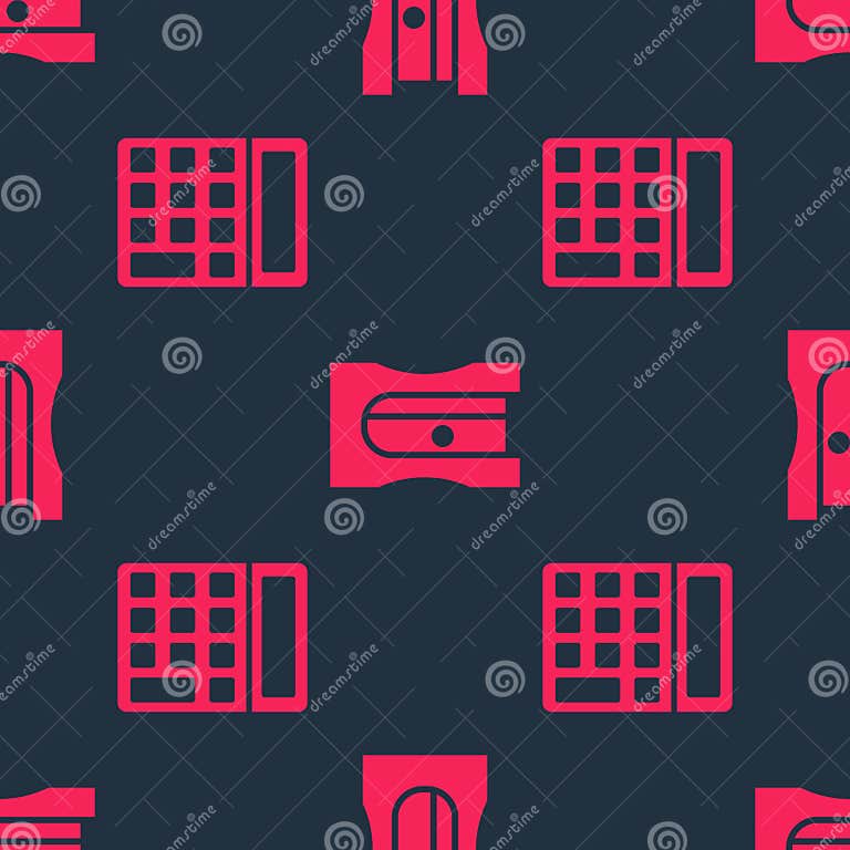 Set Calculator and Pencil Sharpener on Seamless Pattern. Vector Stock ...
