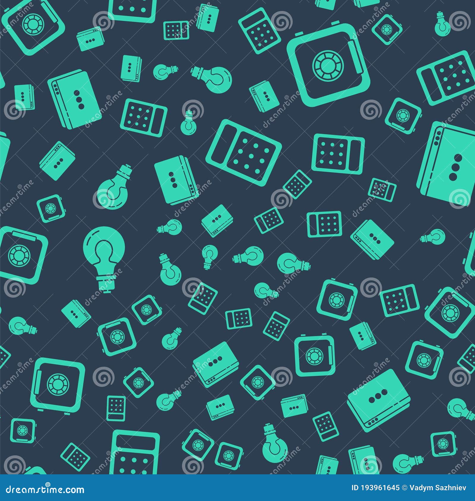 Set Calculator, Safe, Light Bulb with Concept of Idea and Website ...