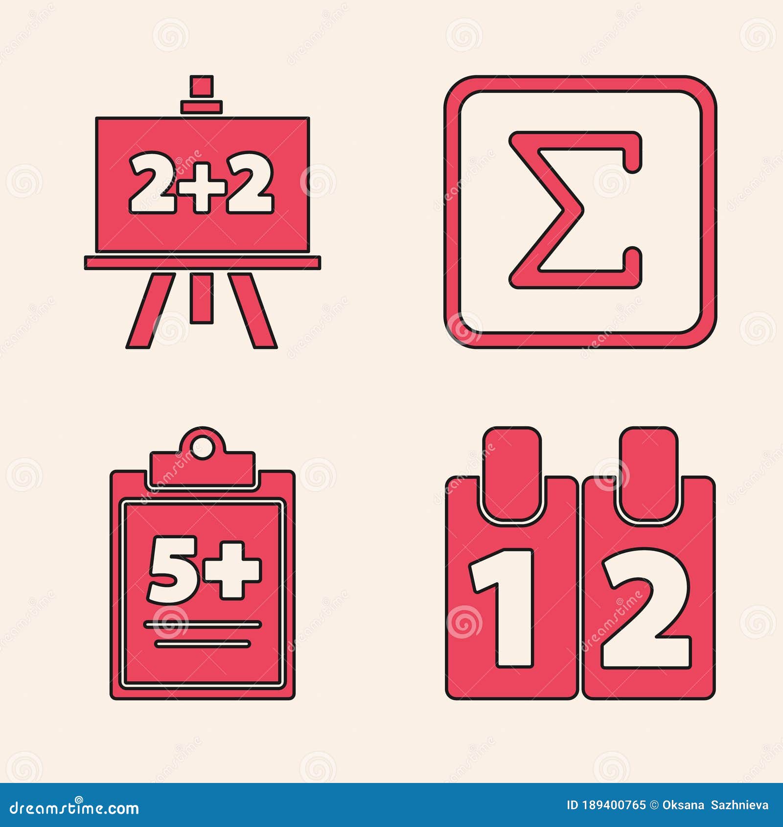 Set Calendar, Chalkboard, Sigma Symbol and Test or Exam Sheet Icon ... Set Calendar, Chalkboard, Sigma Symbol and Test or Exam Sheet Icon ...