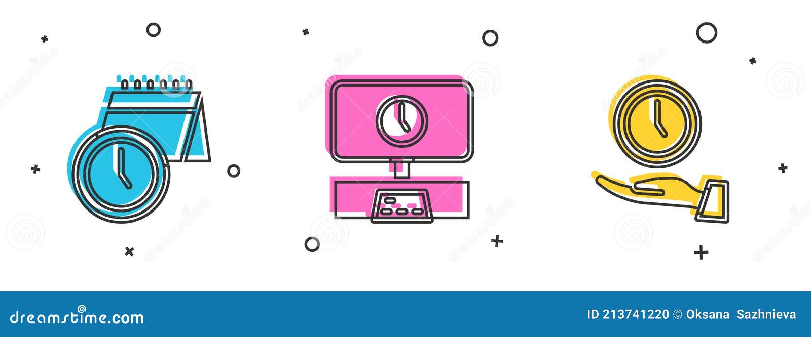 Set Calendar and Clock, Smart Tv Time and Clock Icon. Vector Stock ...