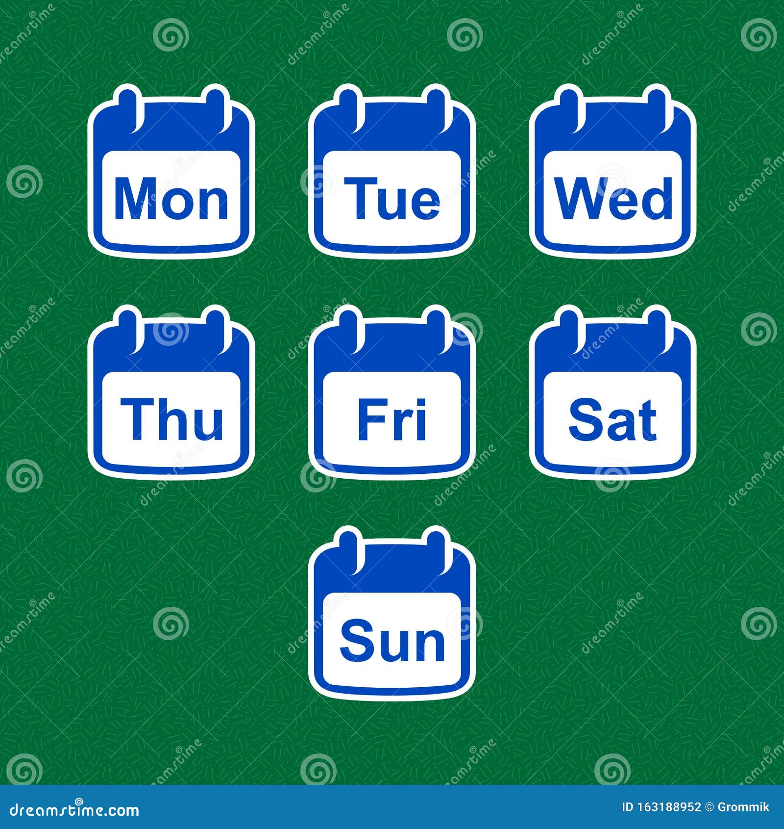 Set of Calendar Icons with Days of the Week. Simple Design Stock Vector ...
